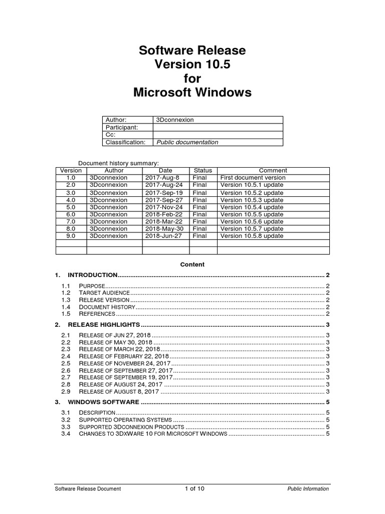 3Dconnexion 10.5 Software Release Notes | PDF | Autodesk | Microsoft ...