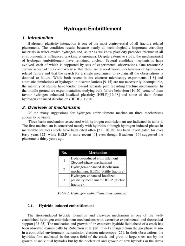 Hydrogen Embrittlement Mechanisms Explained | PDF | Atomic Force ...
