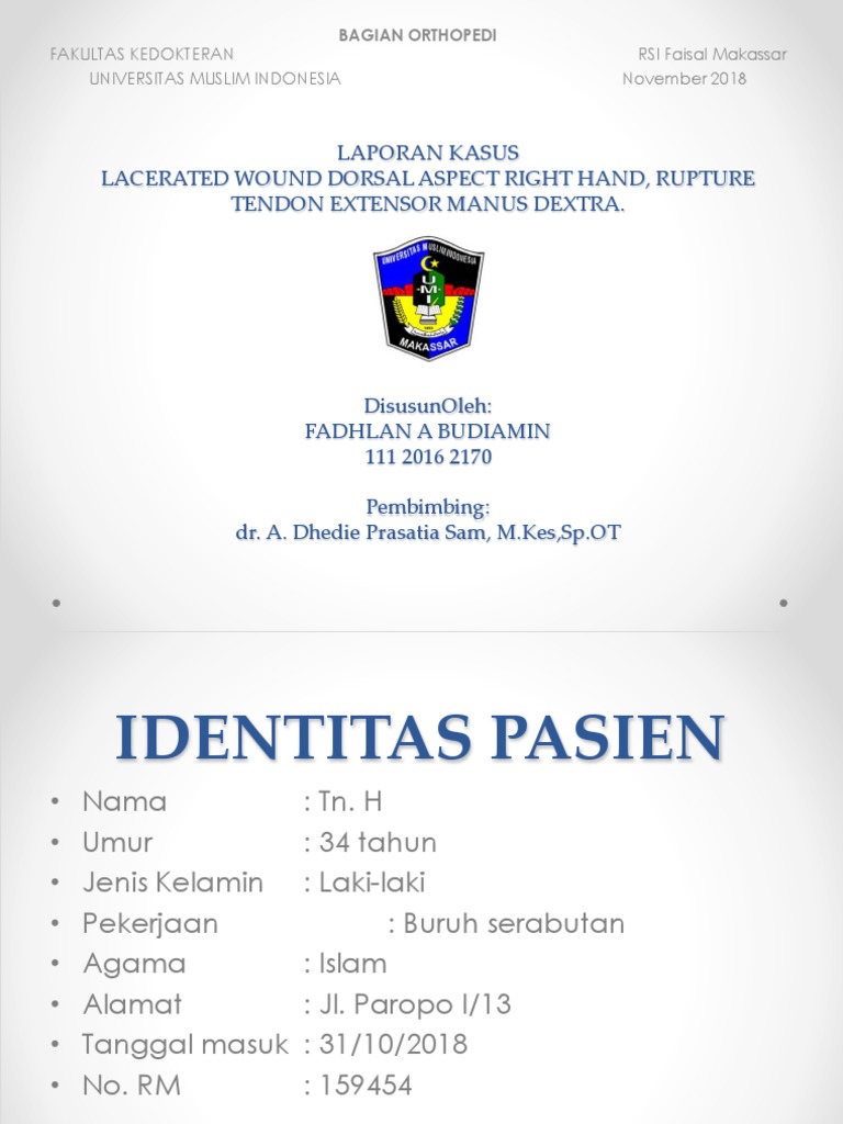 Ruptur Tendon Ekstensor Tangan Kanan | PDF