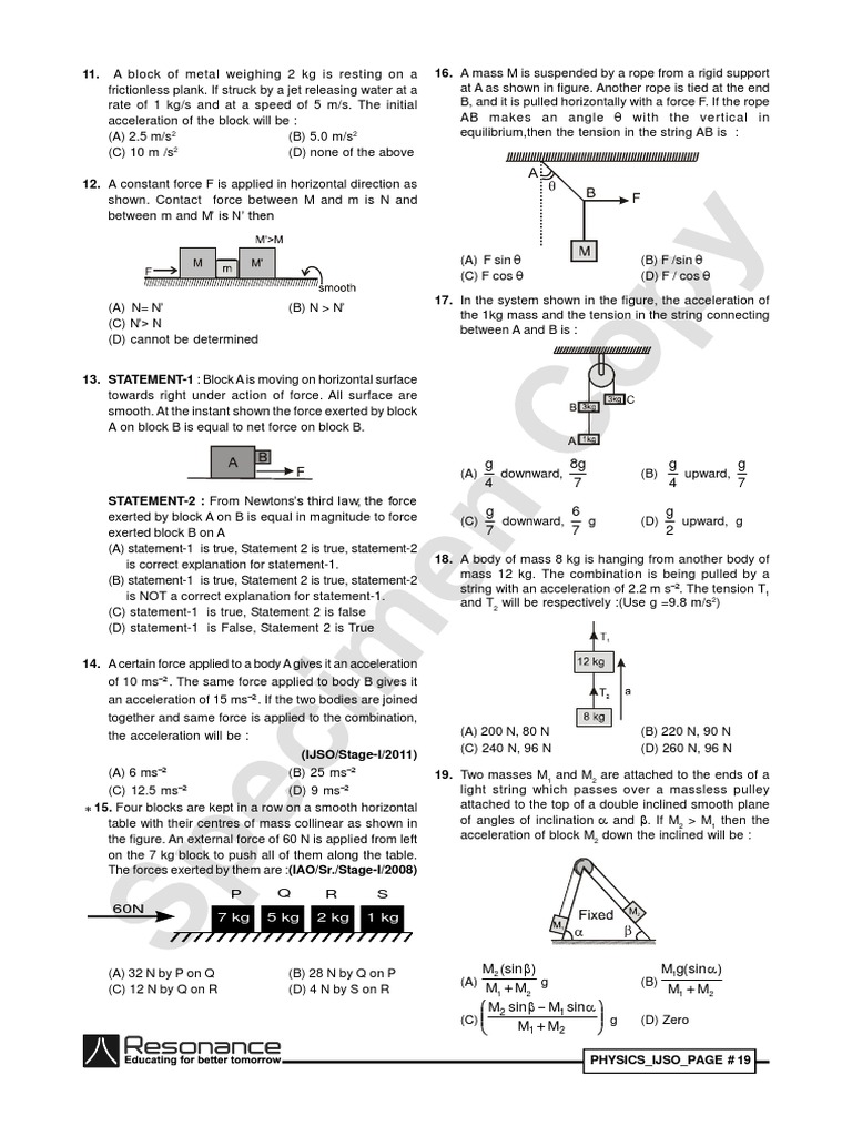 IJSO Part-20 | PDF | Tension (Physics) | Force