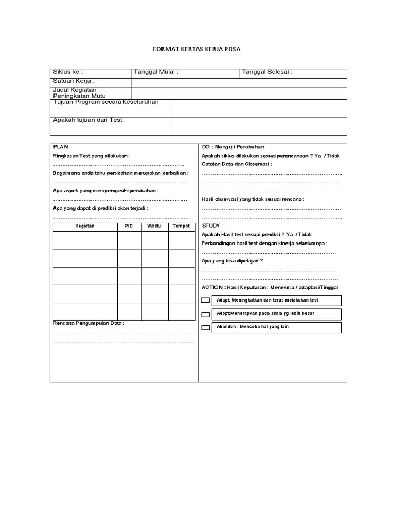 Format Kertas Kerja Pdsa | PDF