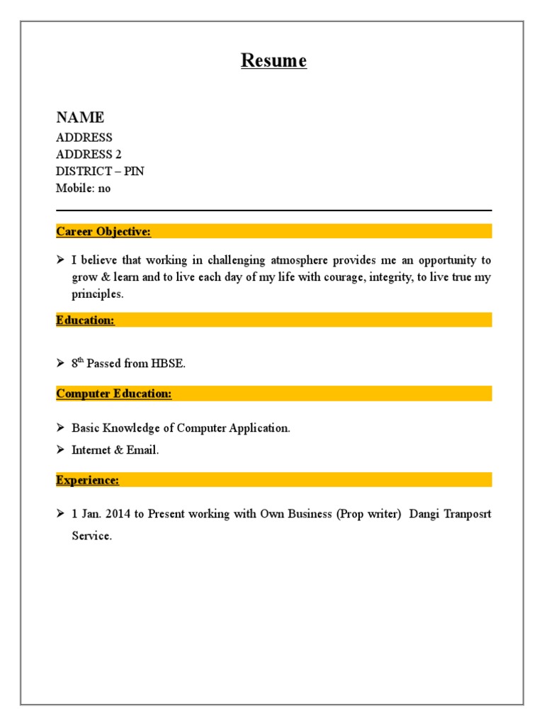 Resume for Own Business Prop Writer | PDF