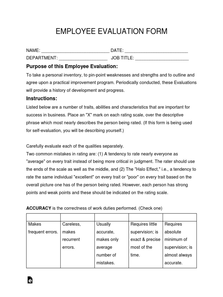 Employee Evaluation Form | PDF | Performance Appraisal | Behavioural Sciences
