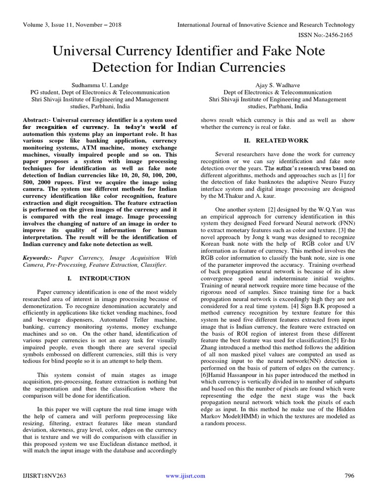 Indian Currency Fake Note Detection System | PDF | Median | Image ...