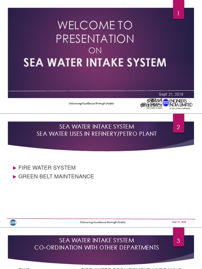 Welcome To Presentation: Sea Water Intake System | Download Free PDF ...