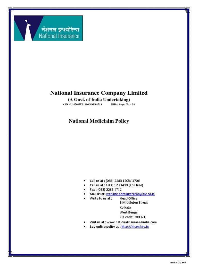 National Mediclaim Policy PDF | PDF | Patient | Insurance