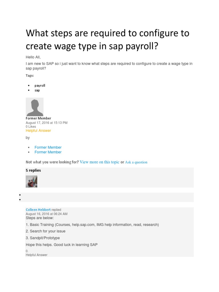 What Steps Are Required To Configure To Create Wage Type in Sap Payroll ...