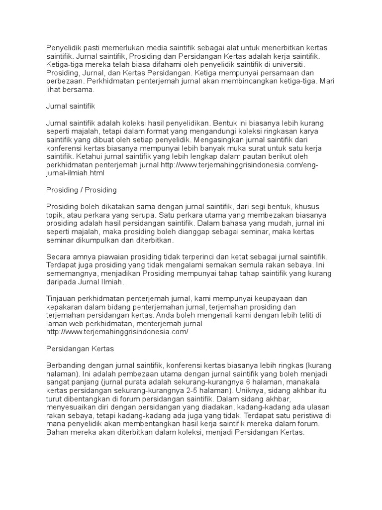 Perbezaan Jurnal, Prosiding Dan Seminar | PDF