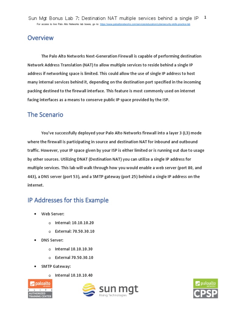 Lab7 DNAT To A Single IP | PDF | Ip Address | Port (Computer Networking)