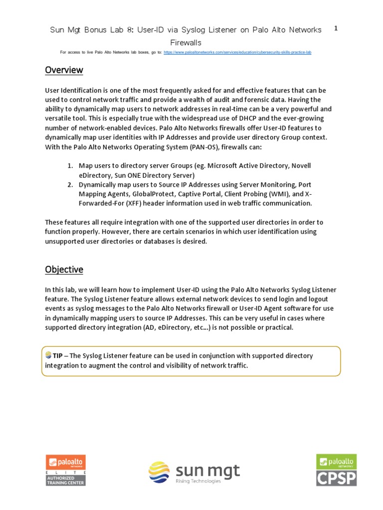 Lab8 User ID Via Syslog Listener V2 | PDF | Firewall (Computing) | Secure Shell