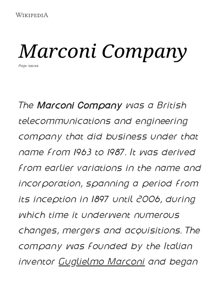 Marconi Company - Wikipedia | PDF | Companies | Business