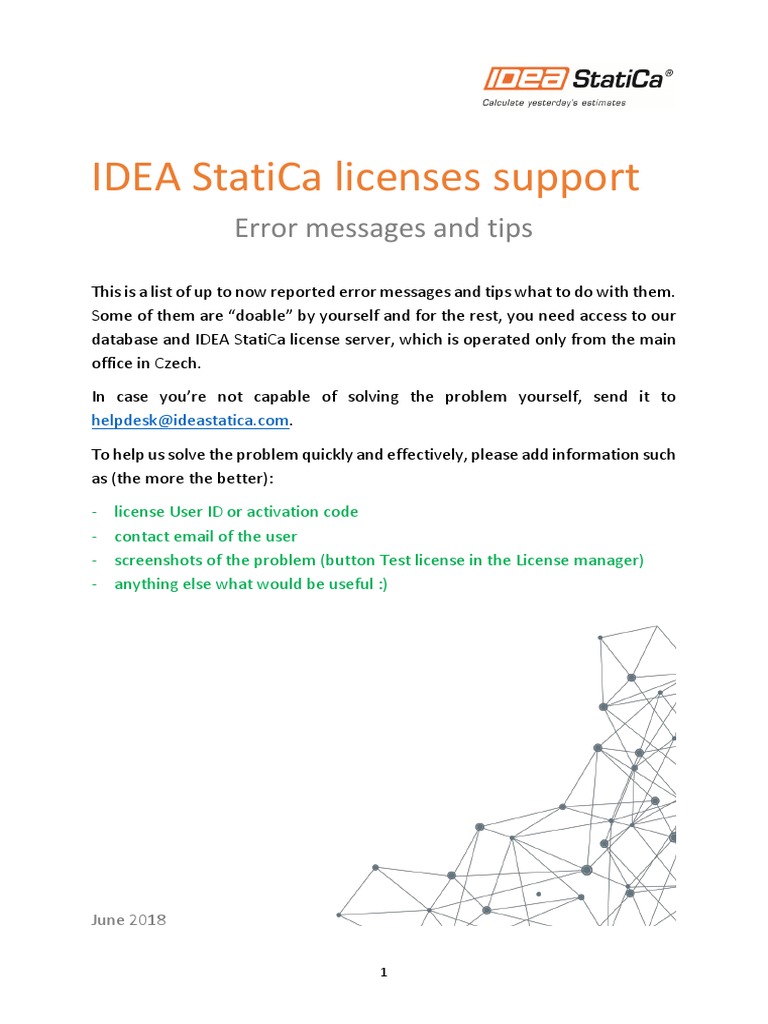 IDEA StatiCa Licenses Support Error Messages and Tips | PDF | Help Desk ...