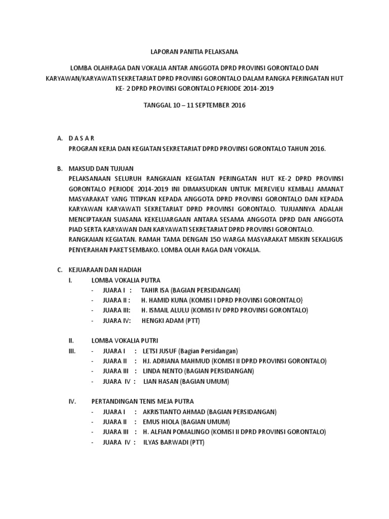 Laporan Panitia Pelaksana | PDF
