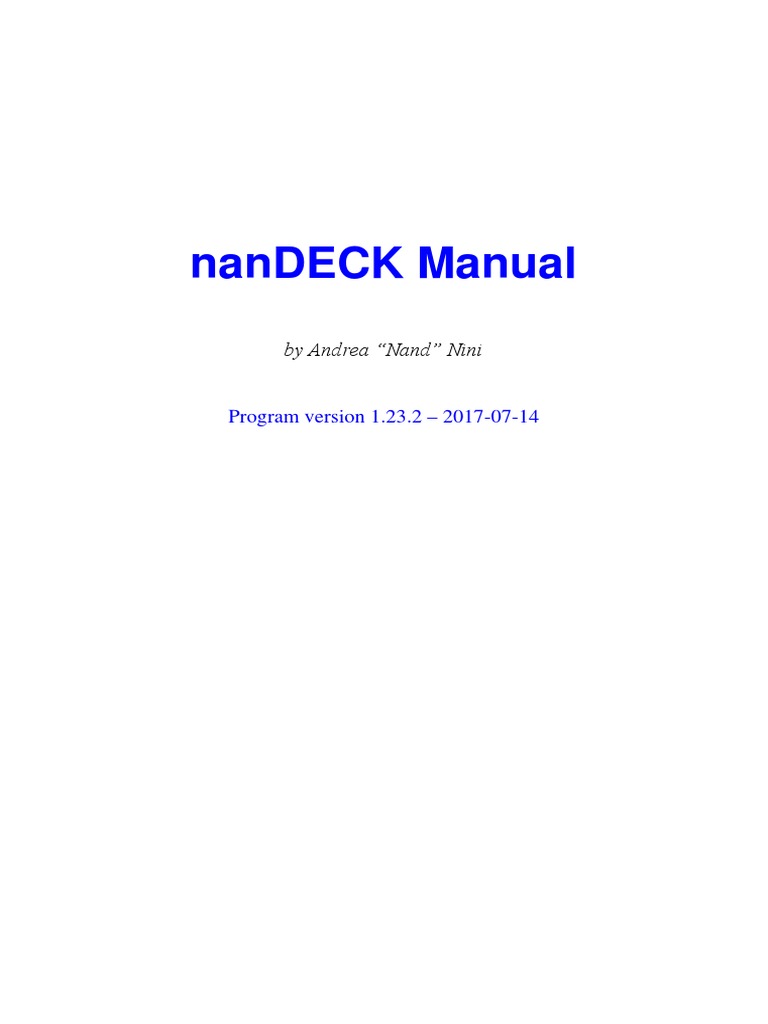 Nandeck Manual | PDF | Microsoft Excel | Arial