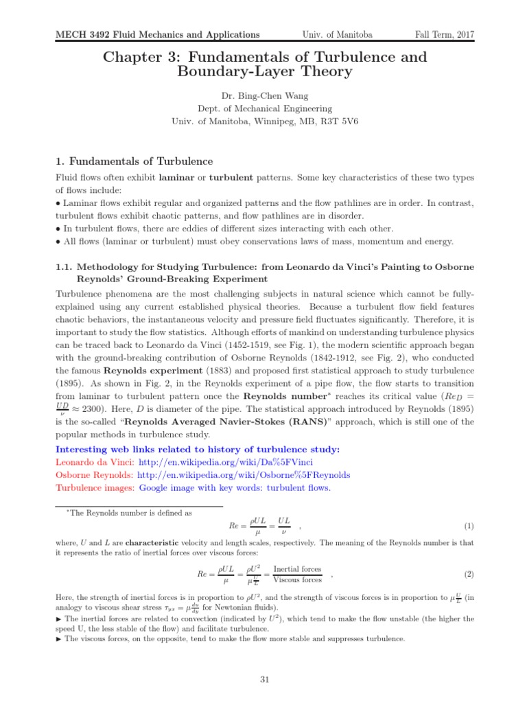 Chapter 3: Fundamentals of Turbulence and Boundary-Layer Theory | PDF ...