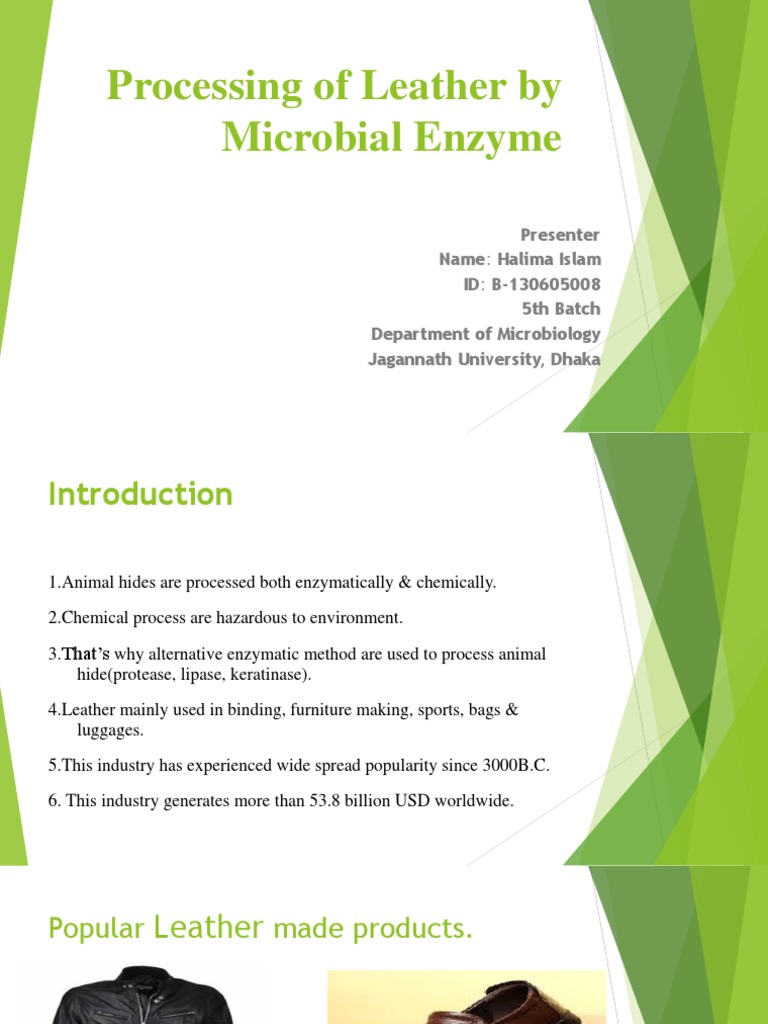 Processing of Leather by Microbial Enzyme | PDF | Leather | Materials