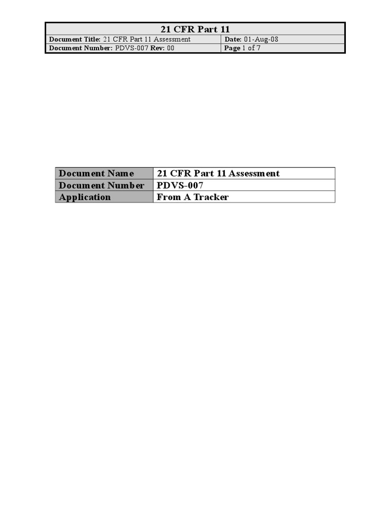 21 CFR Part 11 Assessment Rev 1 | PDF | Records Management | Signature