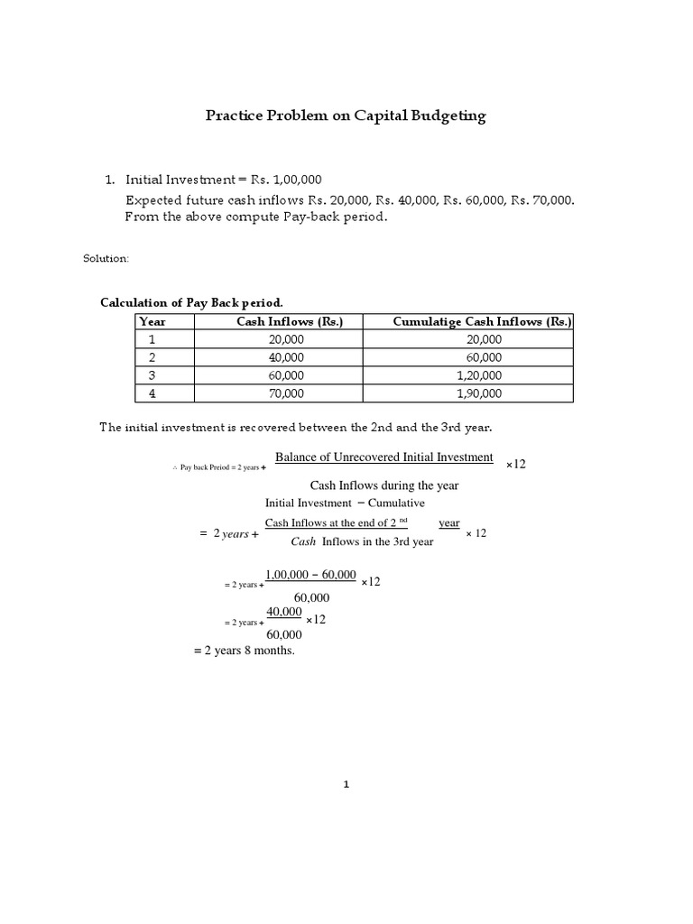 Capital Budgeting Problems and Solutions | PDF | Net Present Value ...