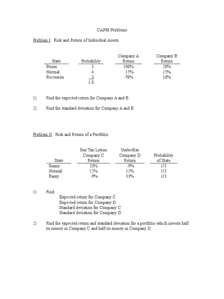 Capm Problems | PDF