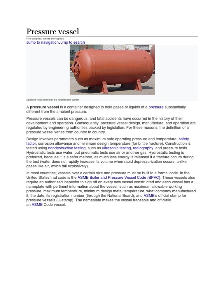 Understanding Pressure Vessels: Design & Safety | PDF