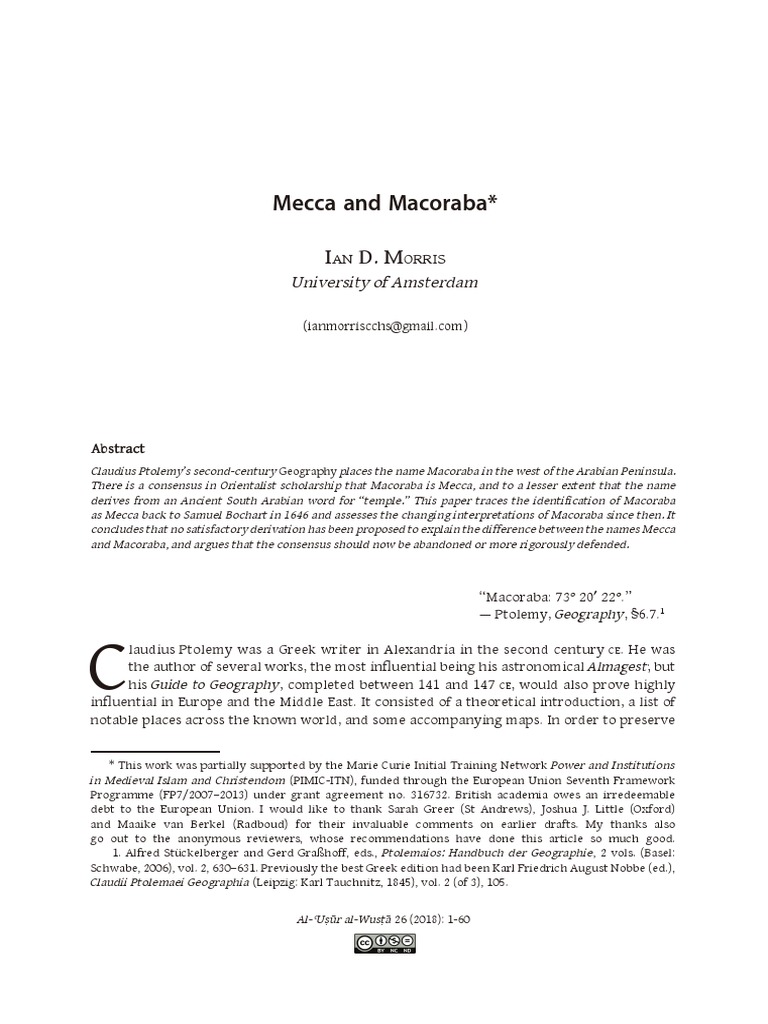Identifying Macoraba as Mecca | PDF | Ptolemy | Arabian Peninsula