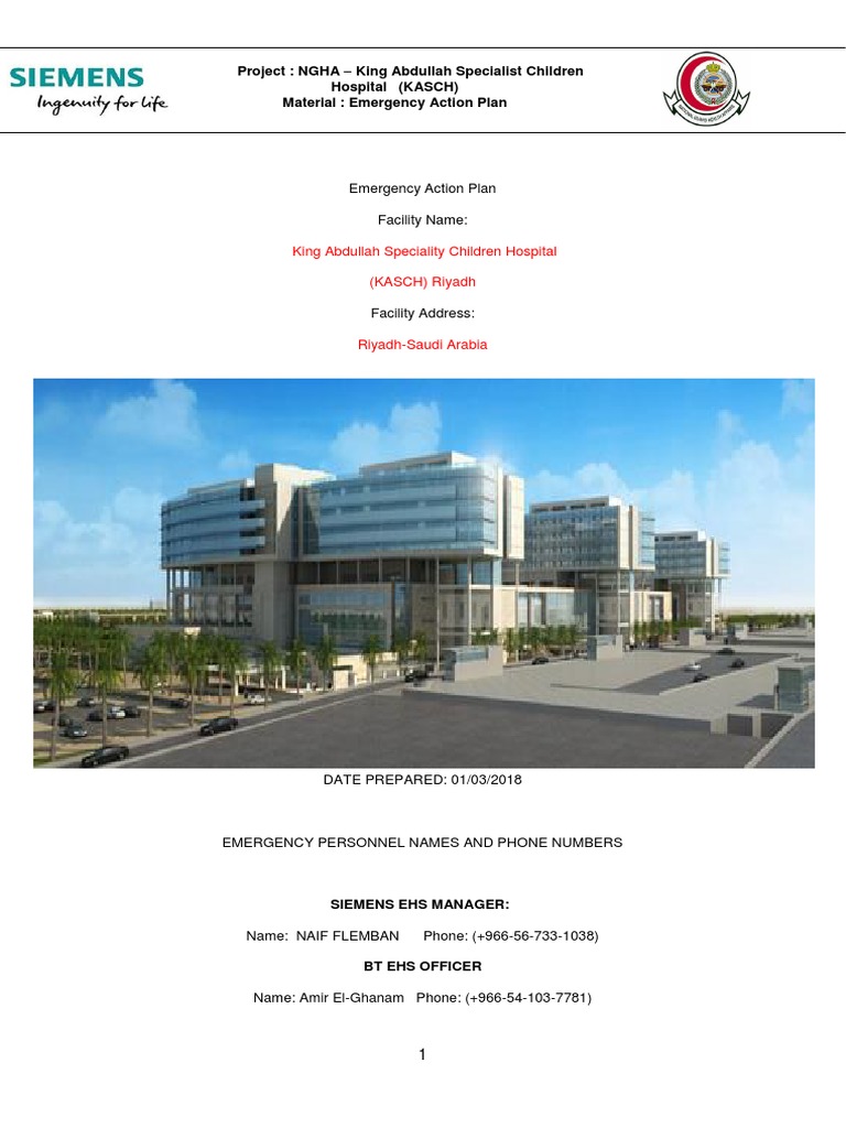 Comprehensive Emergency Action Plan for King Abdullah Specialist ...