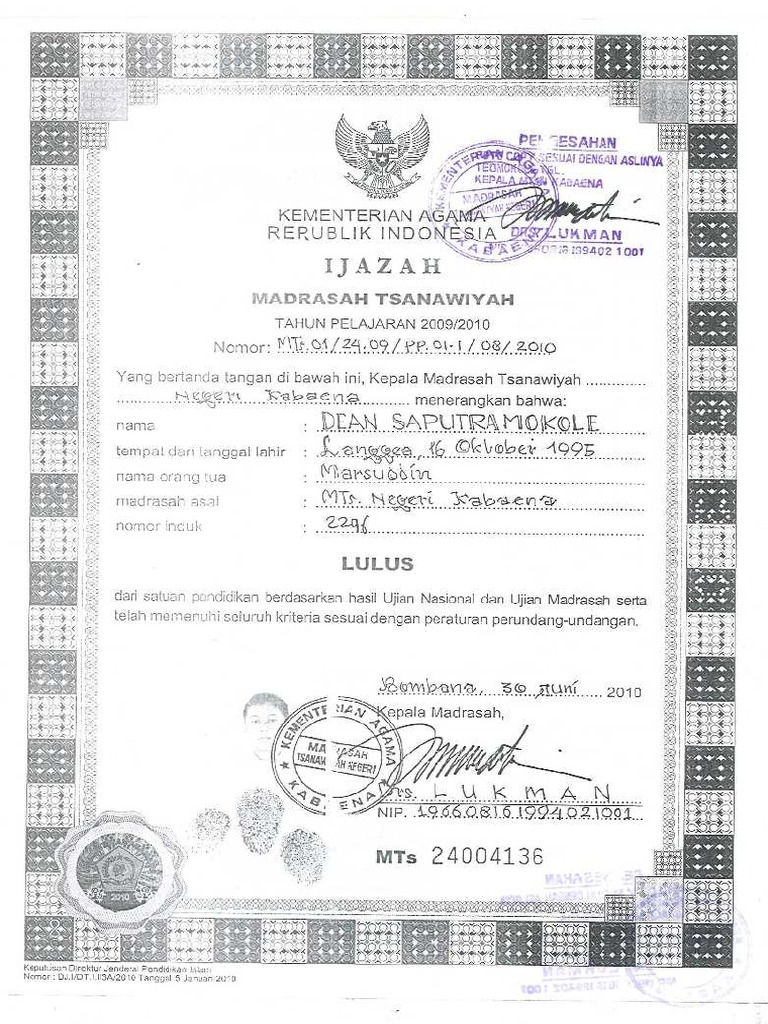 Ijazah SMP | PDF
