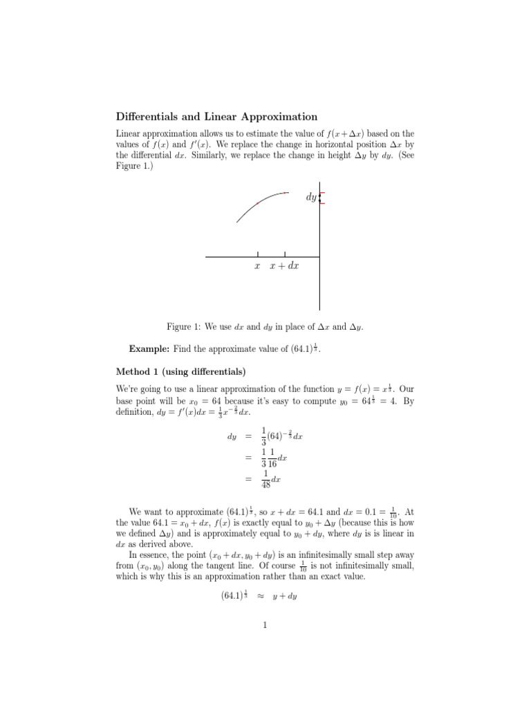 Differentials and Linear Approximation | PDF | Approximation | Teaching ...