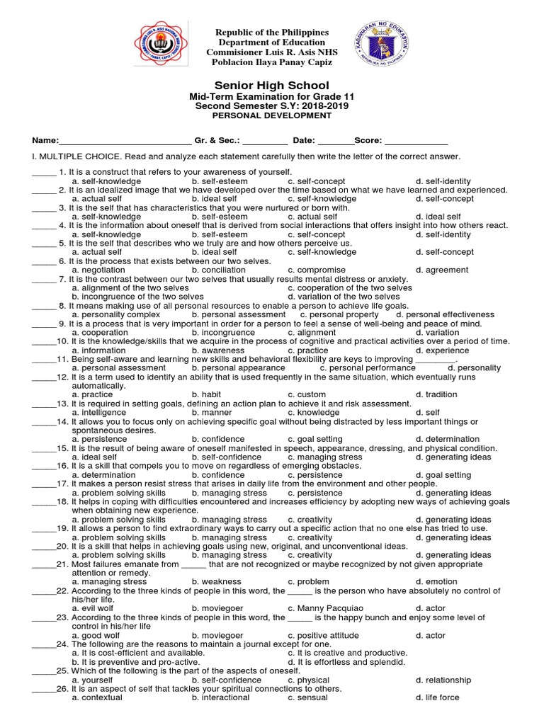 Perdev-Midterm 2nd Sem | PDF | Self | Self Concept Perdev-Midterm 2nd Sem | PDF | Self | Self Concept