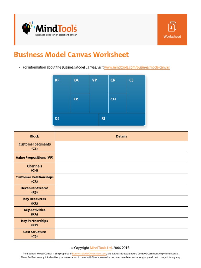 Business Model Canvas Worksheet | PDF | Business