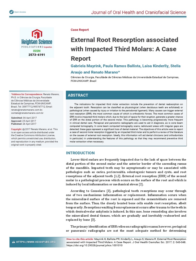 External Root Resorption Associated With Impacted Third Molars: A Case ...