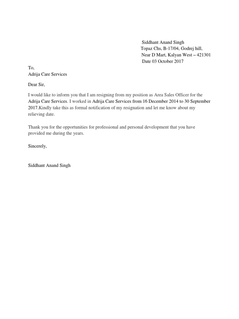Resign Letter. | PDF