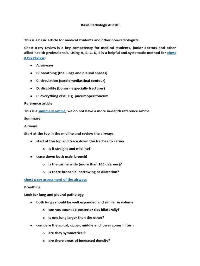 Basic Radiology ABCDE | PDF | Lung | Thorax