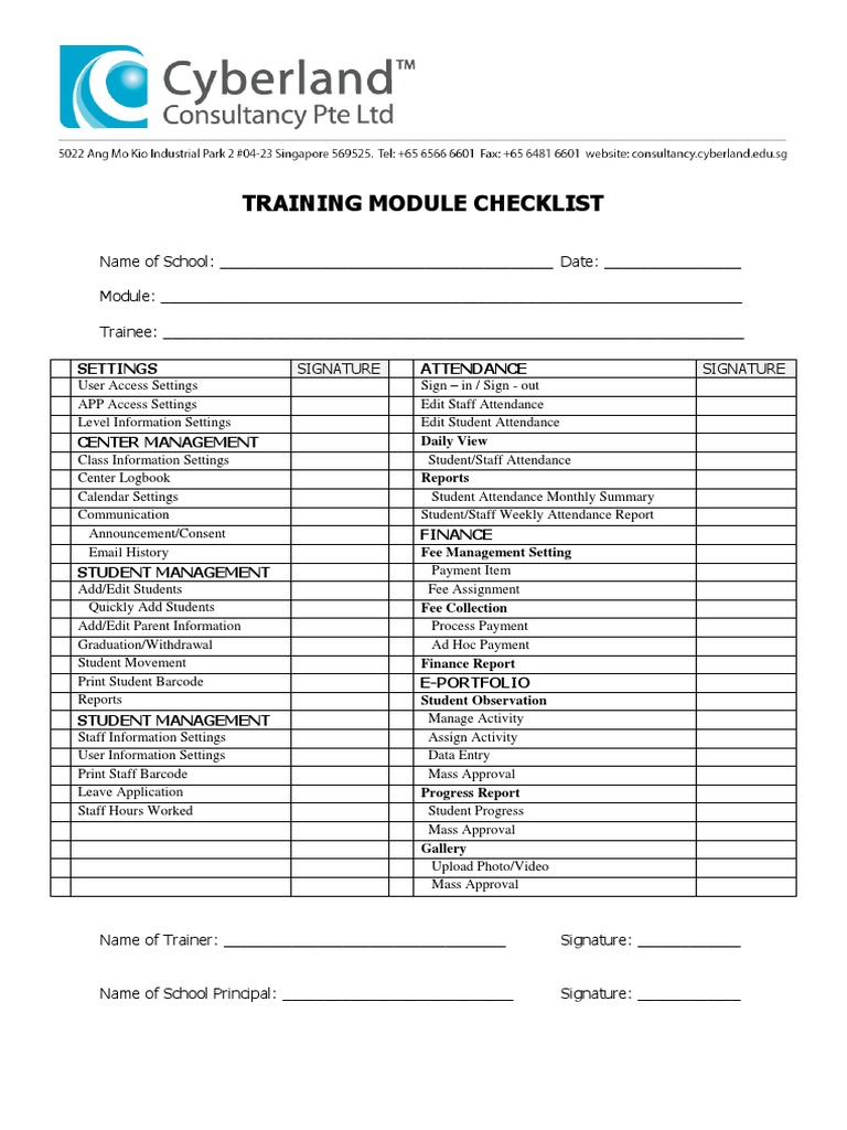 Training Module Checklist | PDF