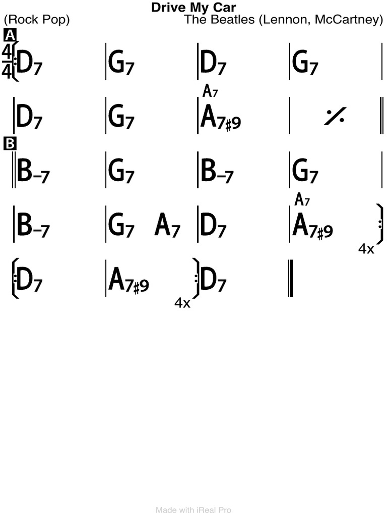 Drive My Car - Beatles Chords | PDF
