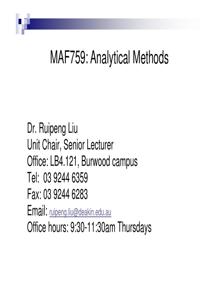 MAF759: Analytical Methods | Download Free PDF | Present Value | Compound Interest