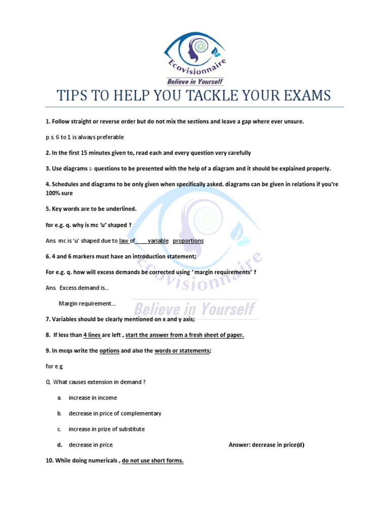 Tips To Help You Tackle Your Exams | PDF