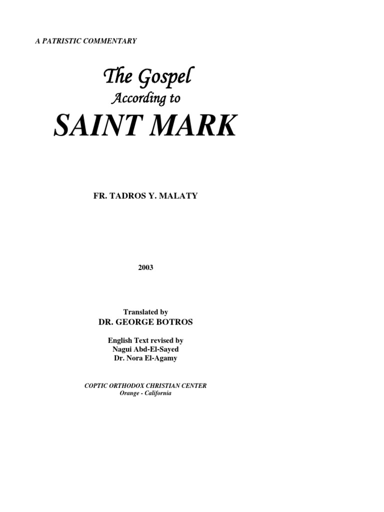 048 - Mark - Fr. Tadros Yacoub Malaty | PDF | Saint Peter | John The ...