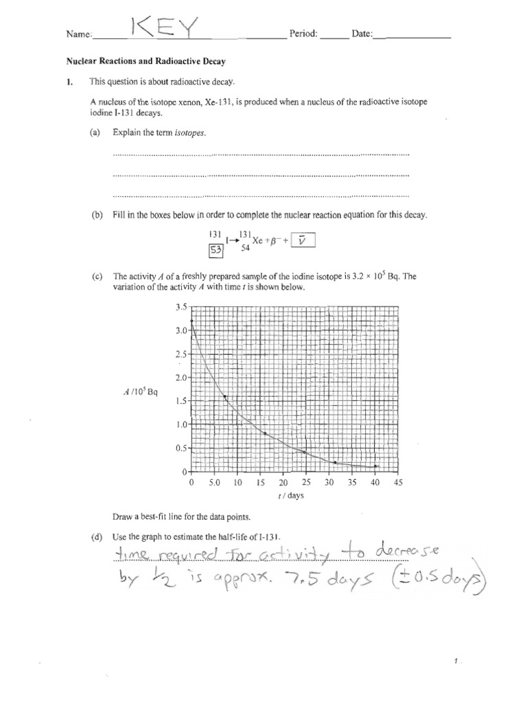 Practice - Nuclear Reactions - IB Questions - Key | PDF