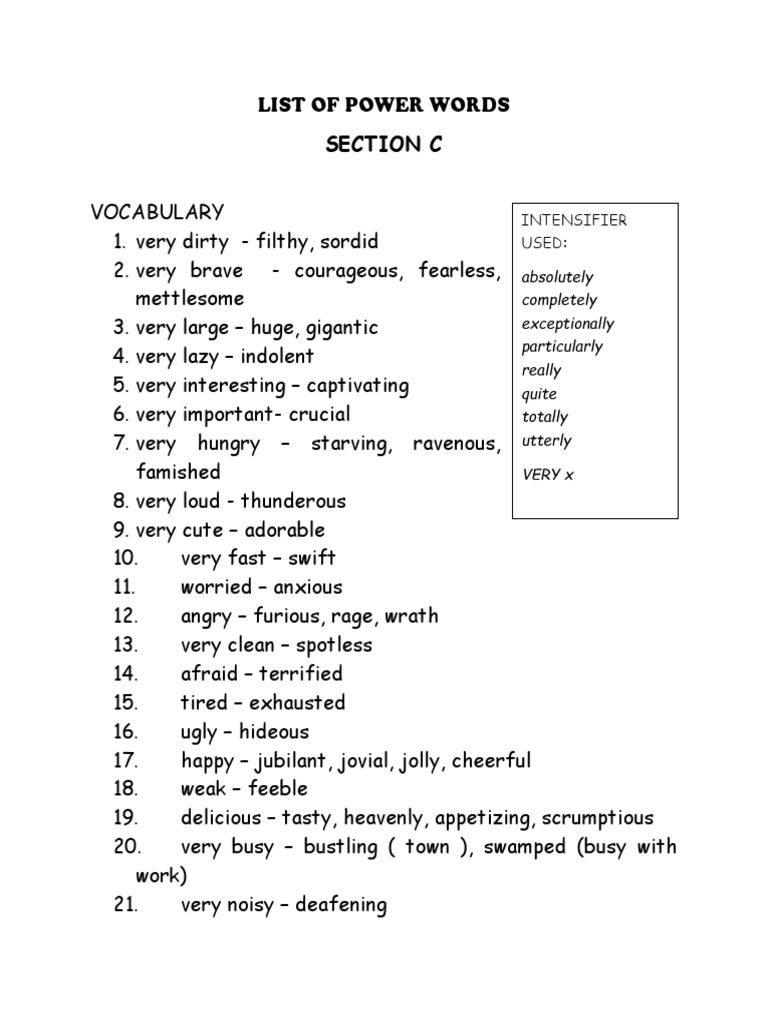 List of Power Words | PDF