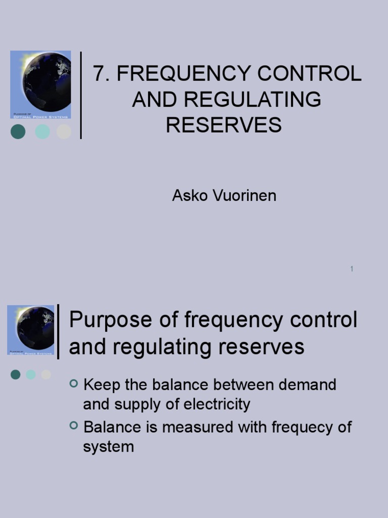 Frequency Control and Regulating Reserves | PDF | Power Station ...