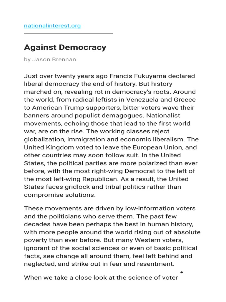 Brennan 2016 Against Democracy | PDF | Voting | Democracy