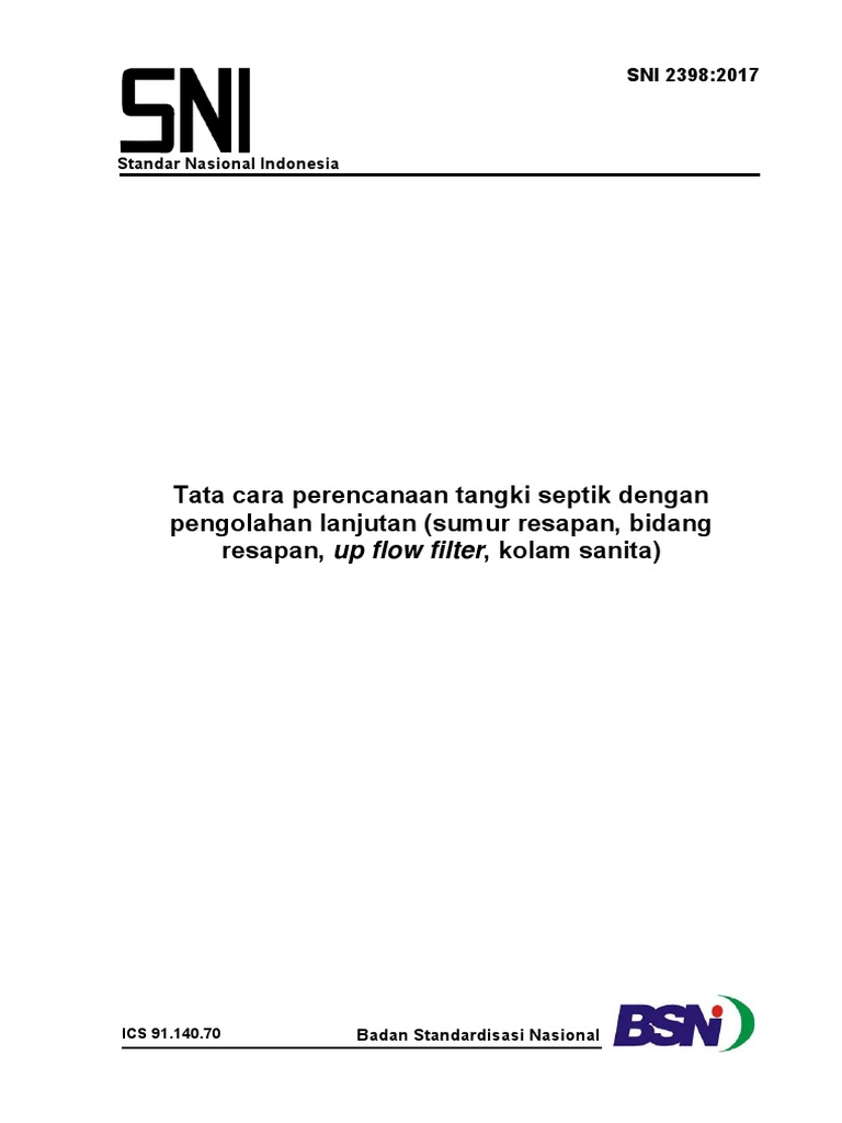 SNI 2398-2017 Tata Cara Perencanaan Tangki Septik Dengan Pengolahan ...
