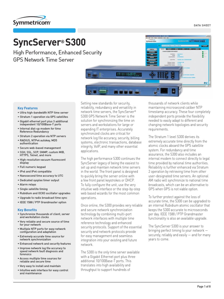 SyncServer S300 Symmetricom | PDF | Radius | Computer Network