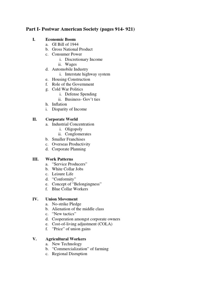 1950s Reading Outline | PDF