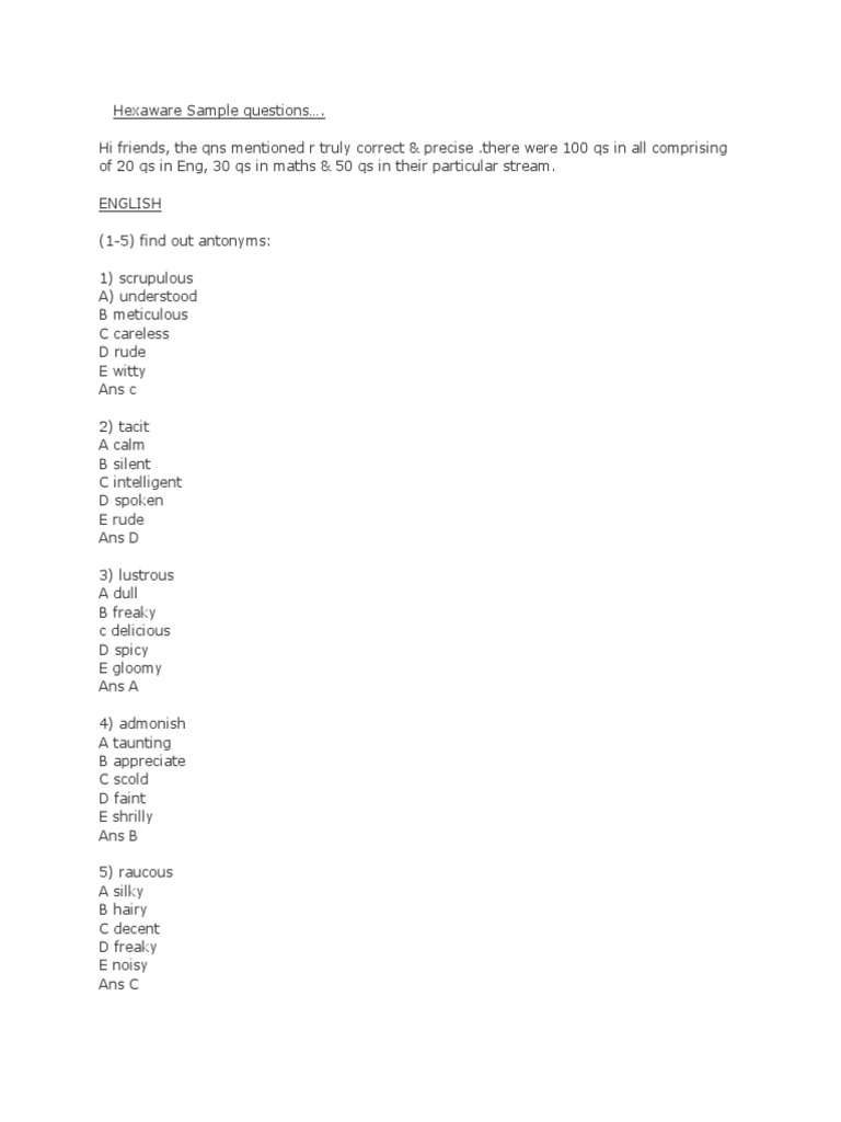 Sample Questions Hexaware | PDF | Databases | Areas Of Computer Science