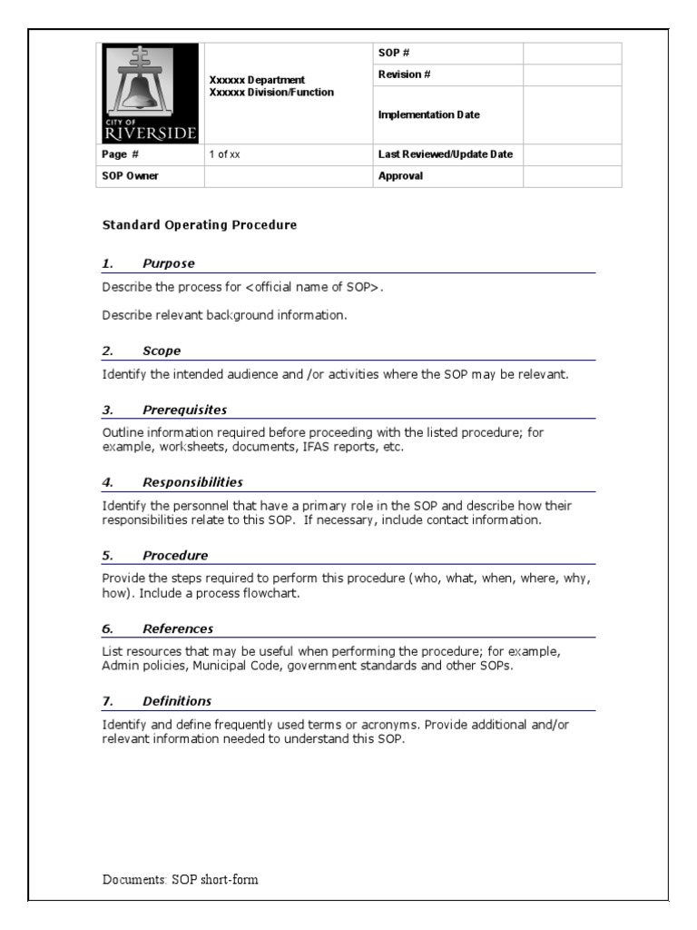 Standard Operating Procedure Template - Single Page | PDF | Computing | Software Engineering