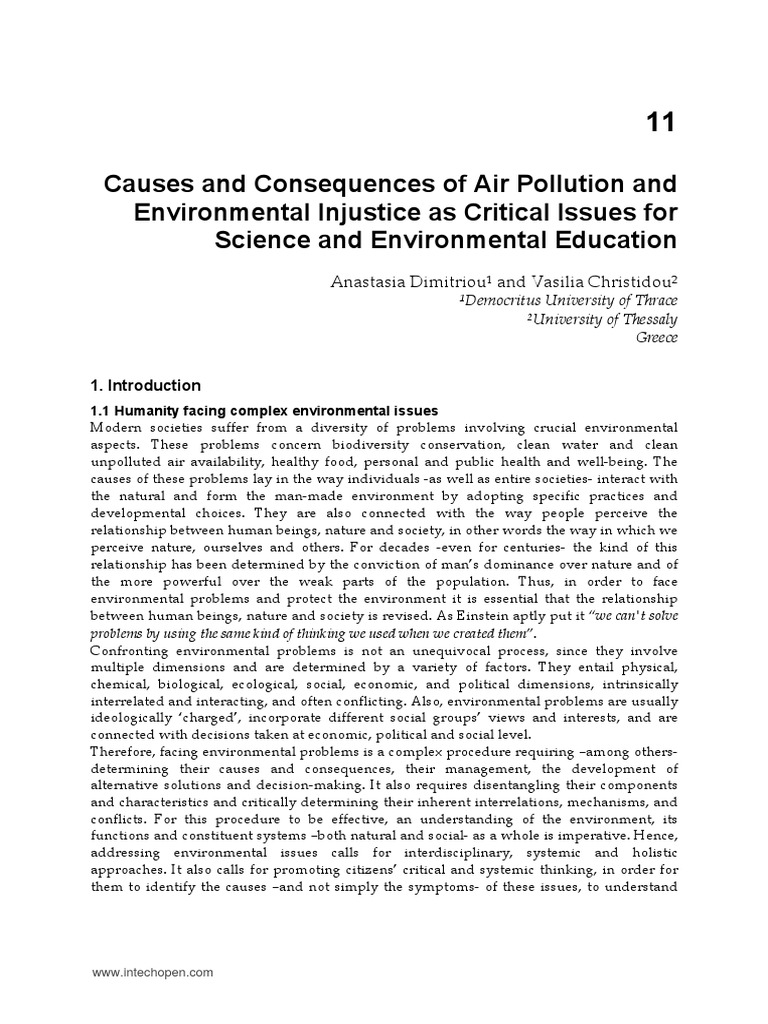 Causes and Consequences of Air Pollution and Environmental Injustice As ...