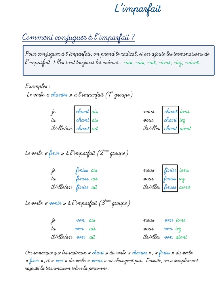 Lecon Imparfait | PDF