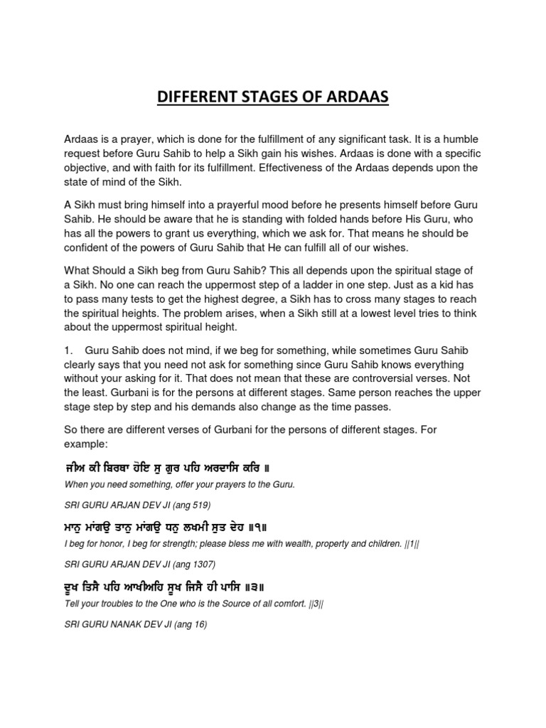 Different Stages of Ardaas | PDF | Business